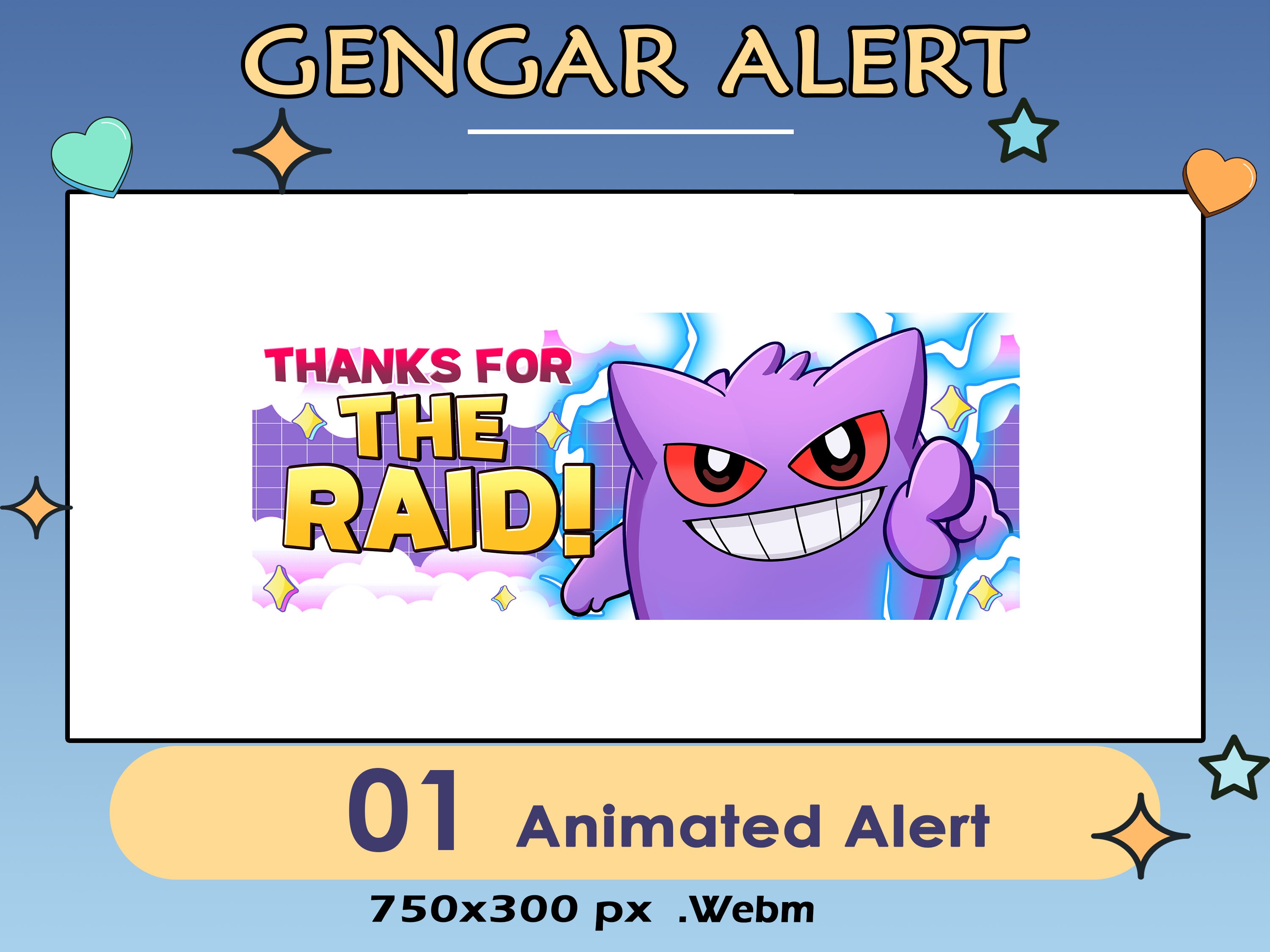 Gengar Thanks for the Raid Animated Twitch Stream Alert (webm File) - Etsy