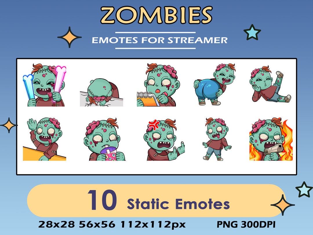 10x Zombies Twitch Pack Emotes, Twitch Discord Youtube Pack Emotes for ...