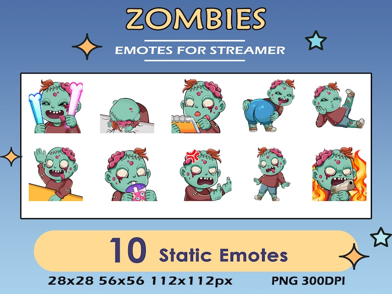 10x Zombies Twitch Pack Emotes, Twitch Discord Youtube Pack Emotes for ...