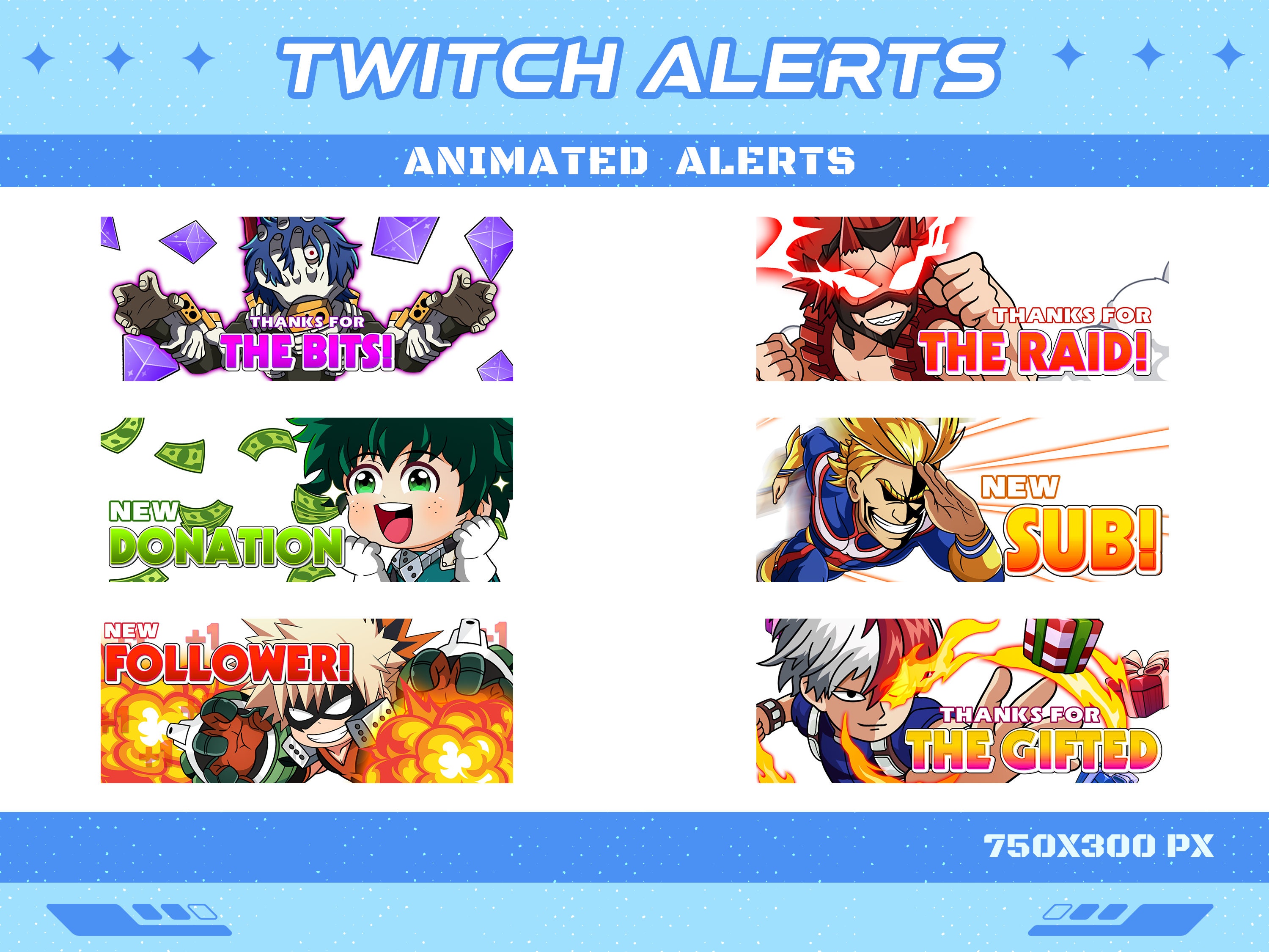 MHA Twitch Animated Alerts: School Hero Stream Overlay (webm) - Etsy