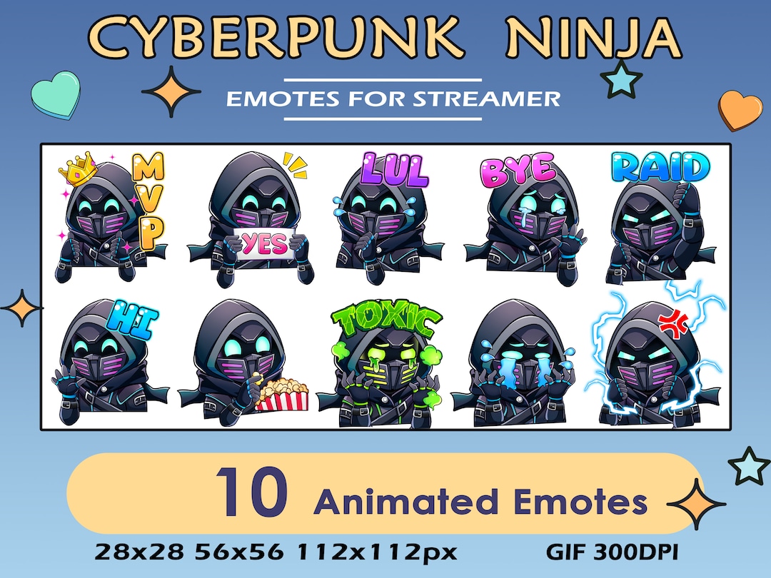 Cyberpunk Ninja Animated Emotes: Streamer Pack (10 GIF) - Etsy