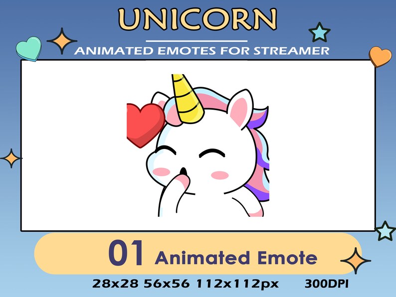Kissing Love Unicorn Animated Emote, Animated Kissing Love Unicorn ...