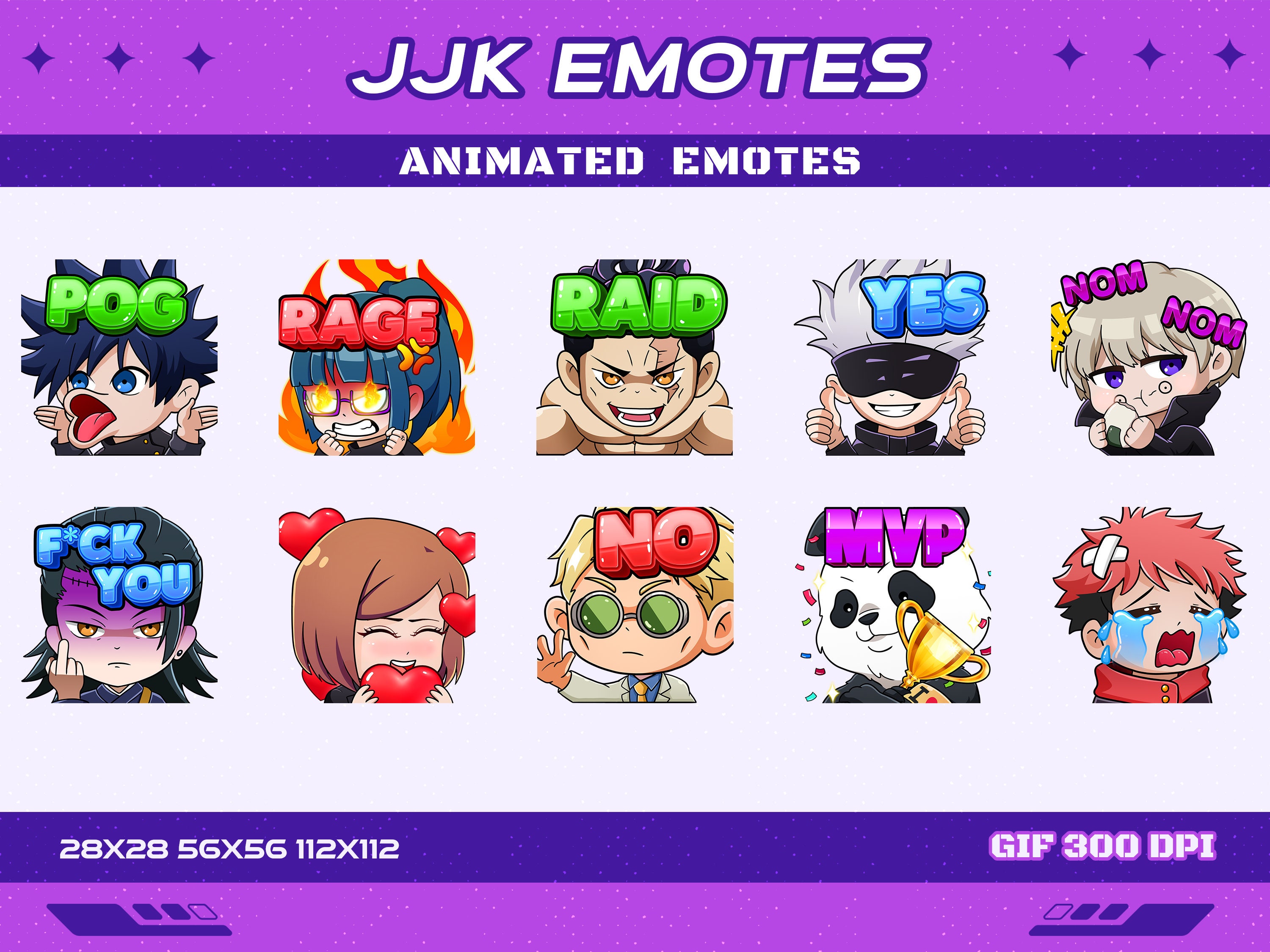 10 JJK Curse User Animated Anime Emotes Pack 1, 10 JJK Anime Animated ...