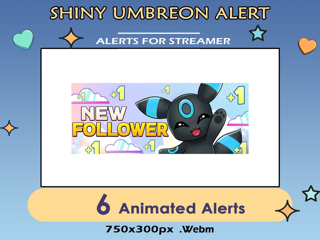 Shiny Umbreon New Follower Animated Twitch Alert (webm) - Etsy