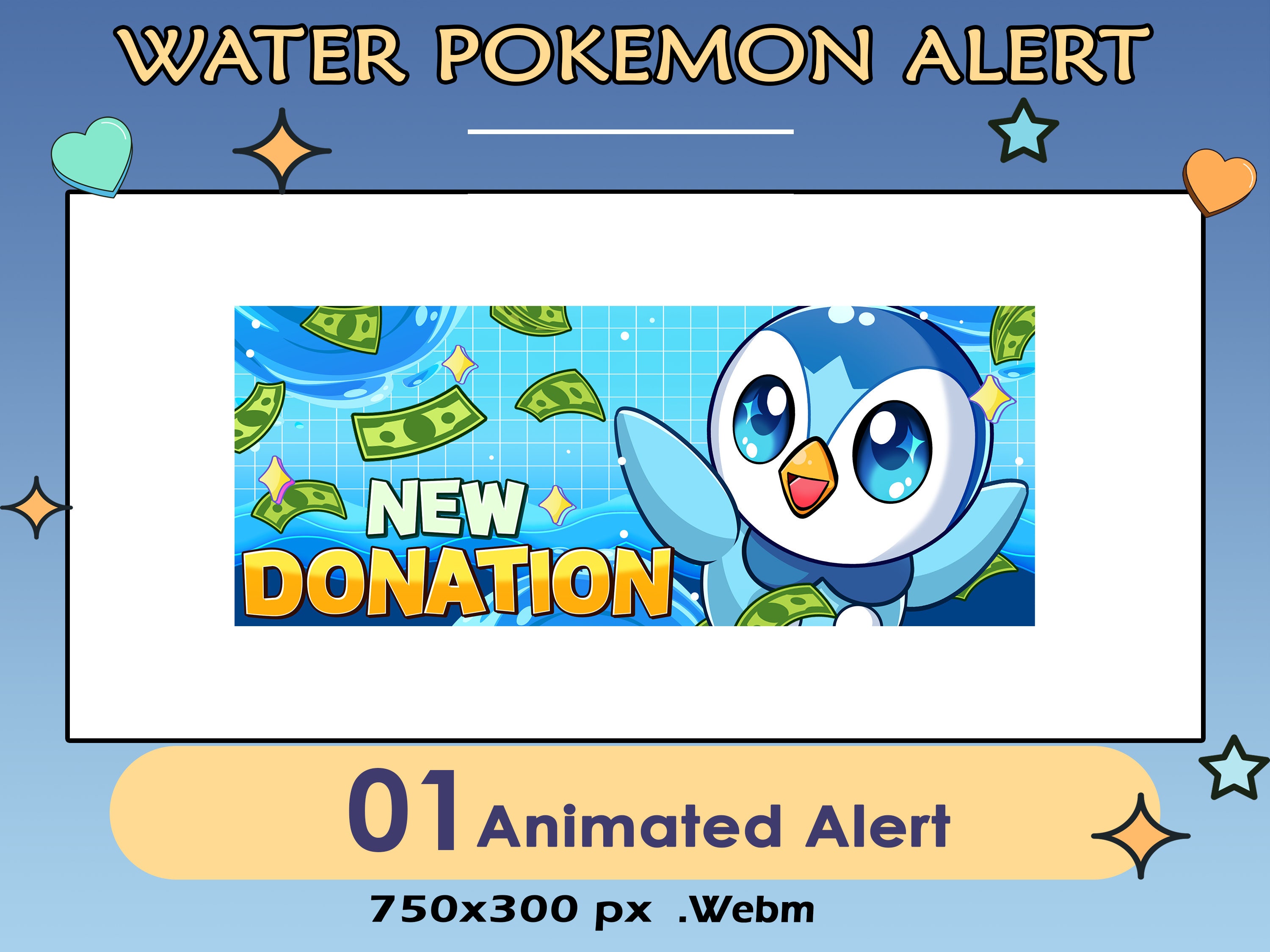 New Donation Water Pokemon Animated Twitch Alert, Piplup Donation ...
