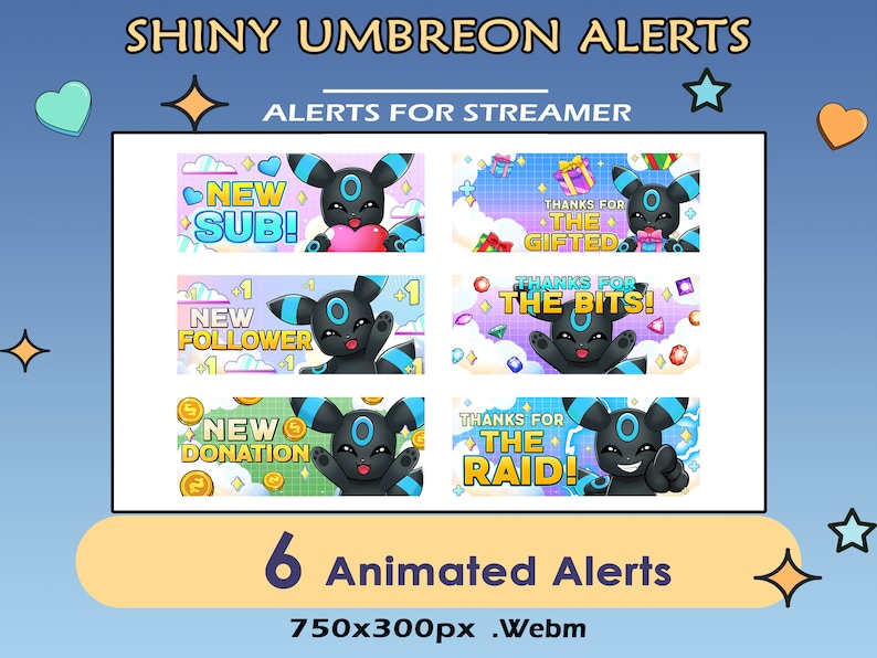 Shiny Umbreon Animated Twitch Alerts, Stream Animated Follower, Sub ...