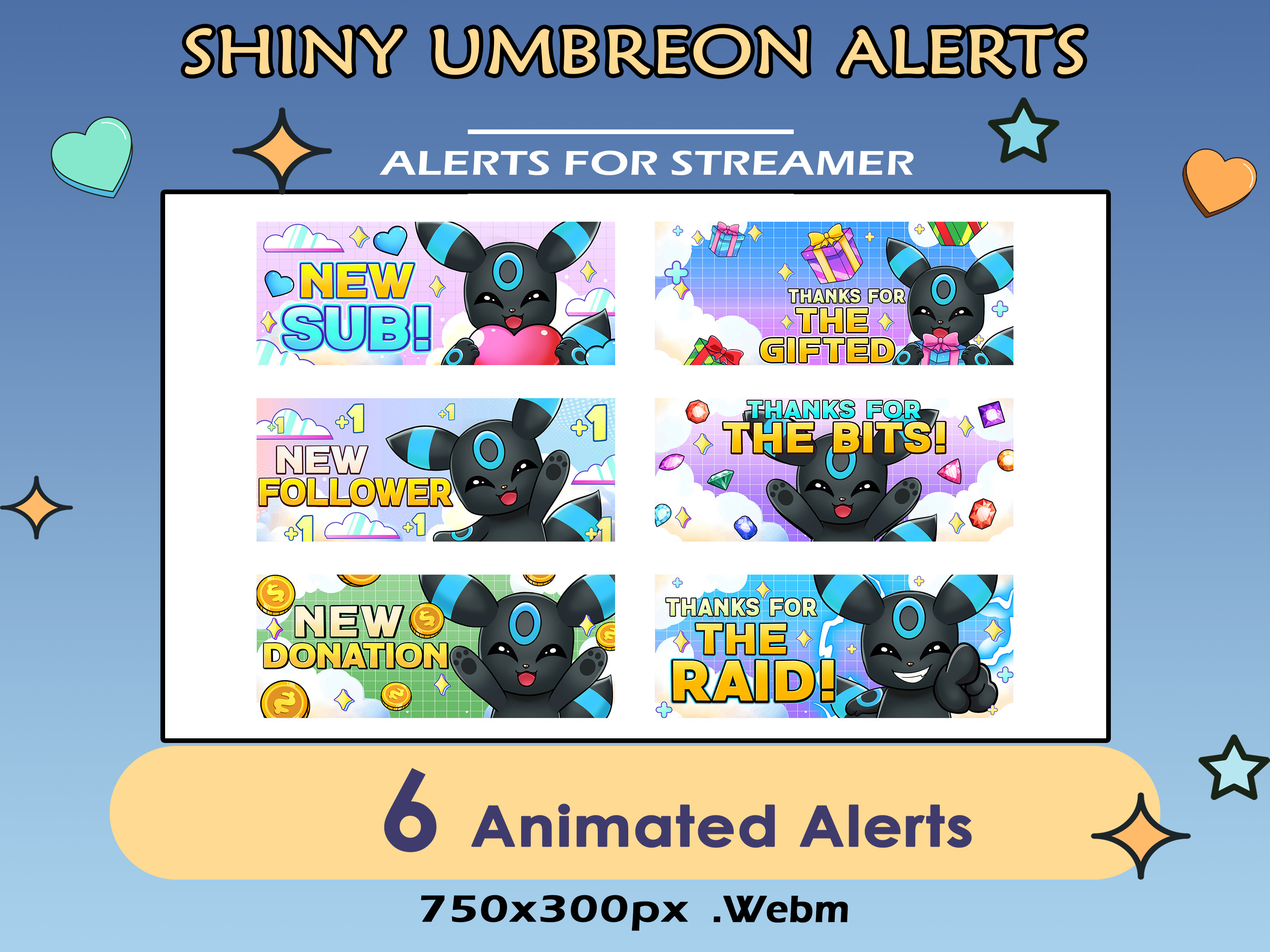 Shiny Umbreon Animated Twitch Alerts, Stream Animated Follower, Sub ...