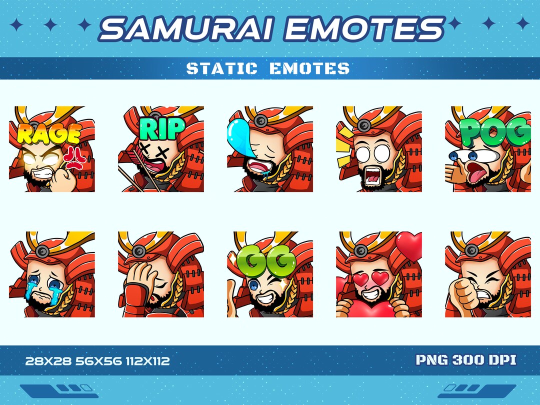 Japanese Samurai Static Emotes, Gamer Japanese Samurai Static Twitch ...