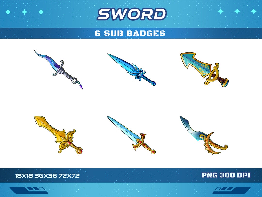 Sword Evolution Twitch Sub Badges, 6 Sub Badges Sword Evolution Weapon ...