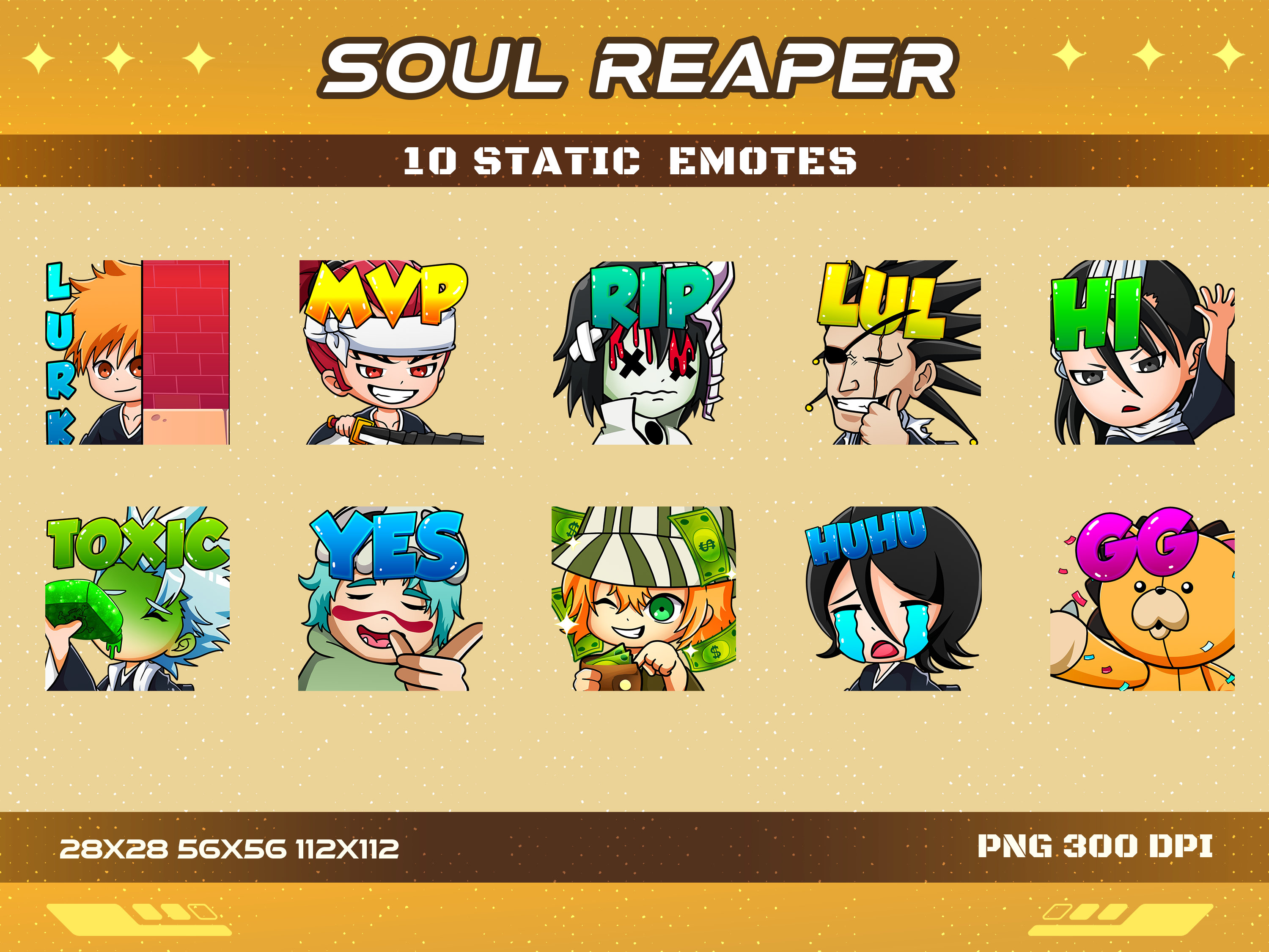 10 Soul Reaper Anime Emotes: Twitch, Discord, Youtube (PNG) - Etsy