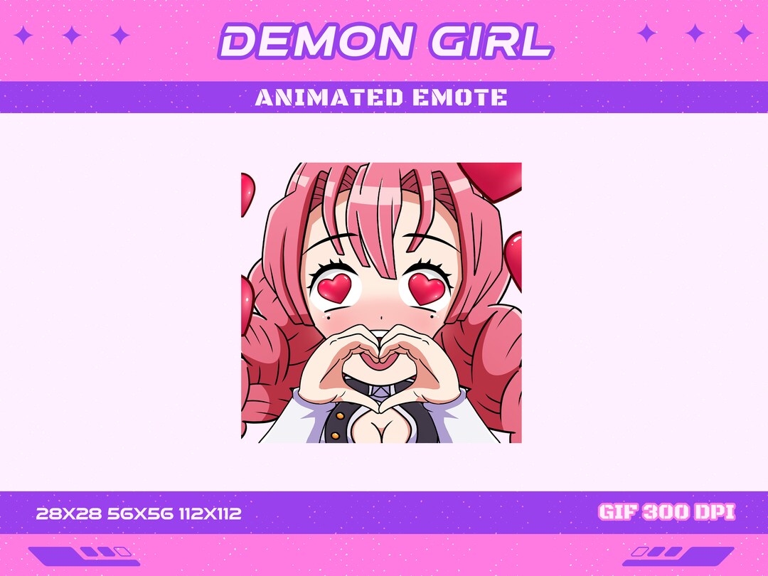Love Heart Demon Sexy Girl Animated Anime Emote, Love Demon Girl ...