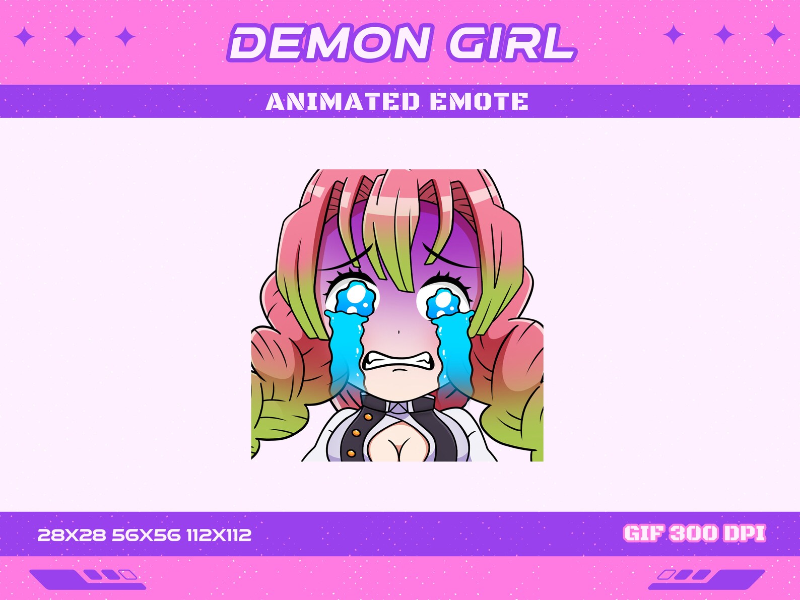 Crying Demon Sexy Girl Animated Anime Emote, Crying Demon Girl Animated ...