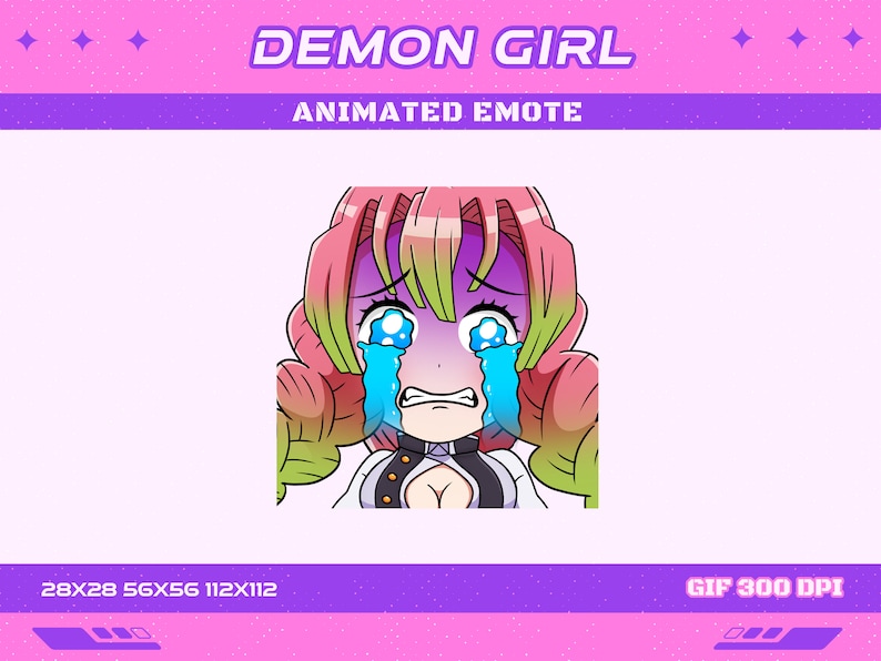Crying Demon Sexy Girl Animated Anime Emote, Crying Demon Girl Animated ...