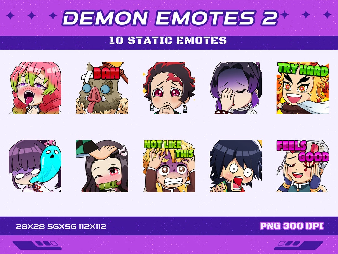 10 Demon Fighter Static Anime Emotes Pack 2, 10 Anime Demon Fighter ...