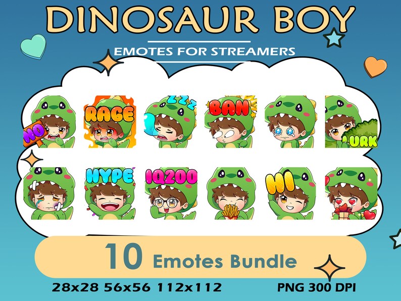 Dinosaur Boy Twitch Emotes, Twitch Discord Youtube Emotes for Dinosaur ...