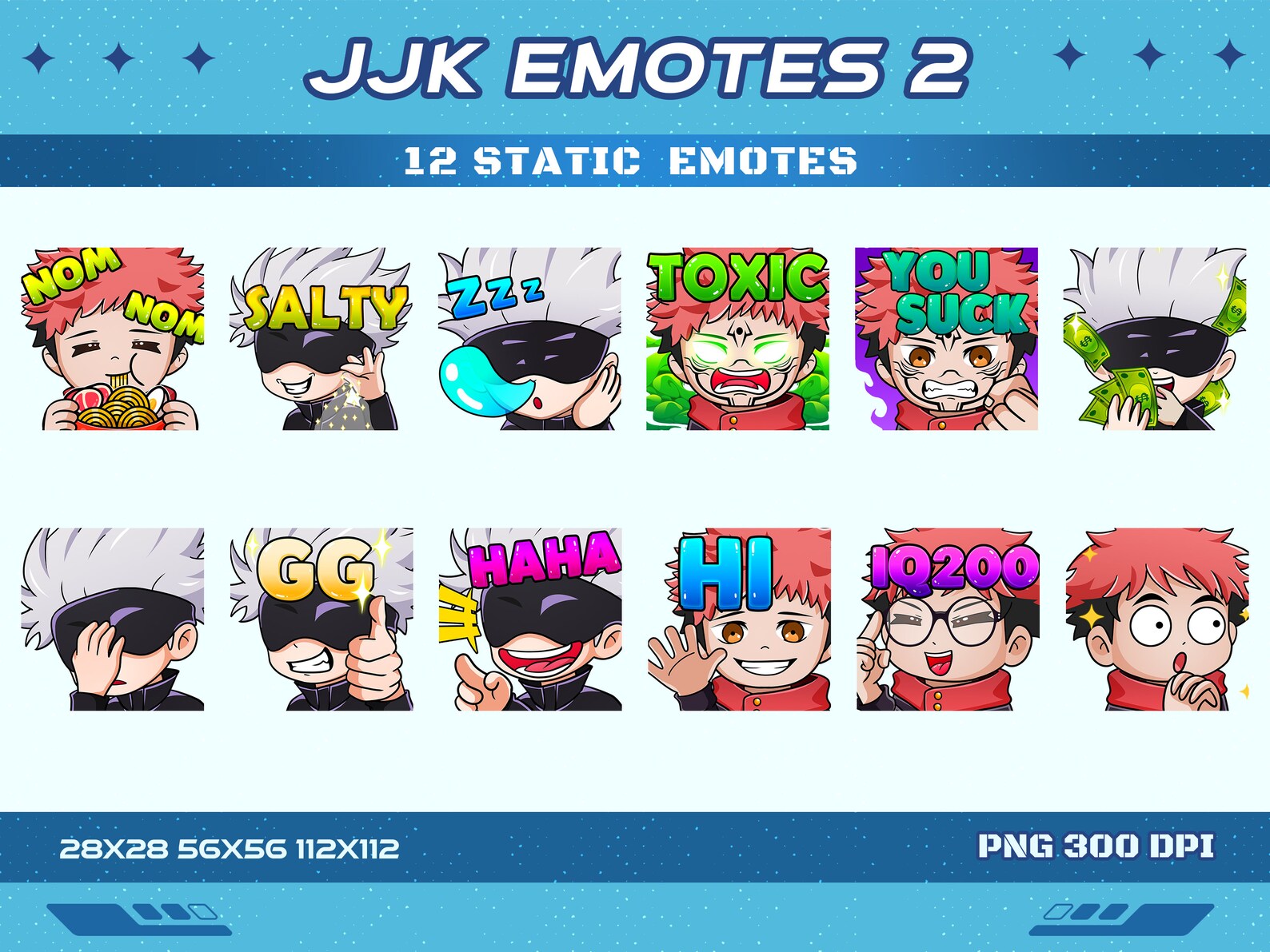 12 JJK Curse User Static Anime Emotes Pack 2, 12 JJK Anime Static ...