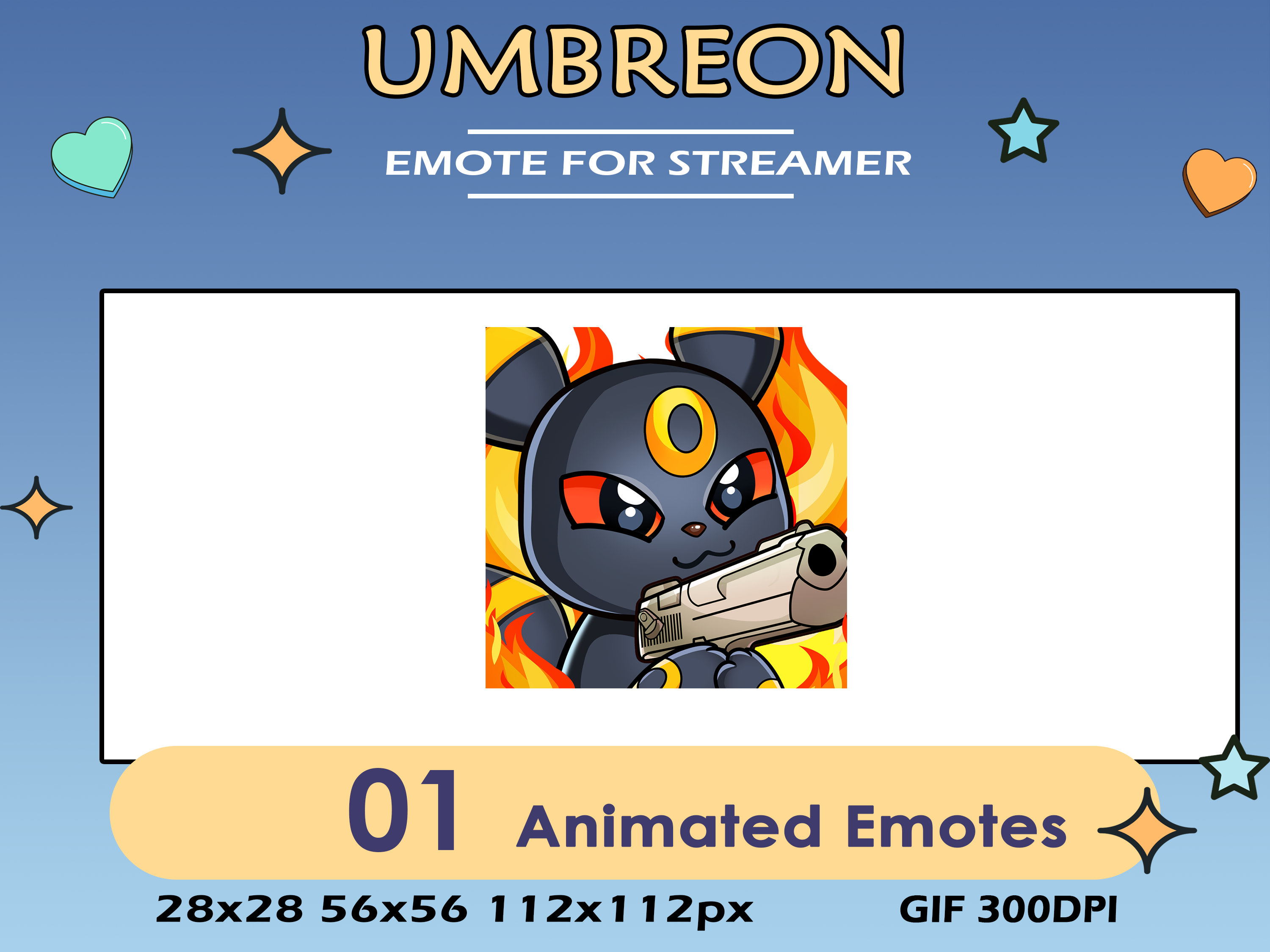 Gun Shooting Umbreon Pokemon Animated Emote, Animated Gun Umbreon ...