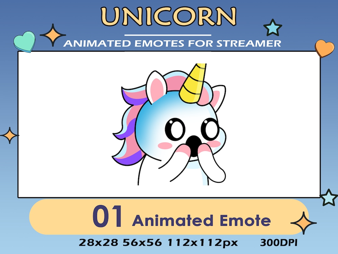 Scared Unicorn Animated Emote: Twitch/discord/youtube (GIF) - Etsy