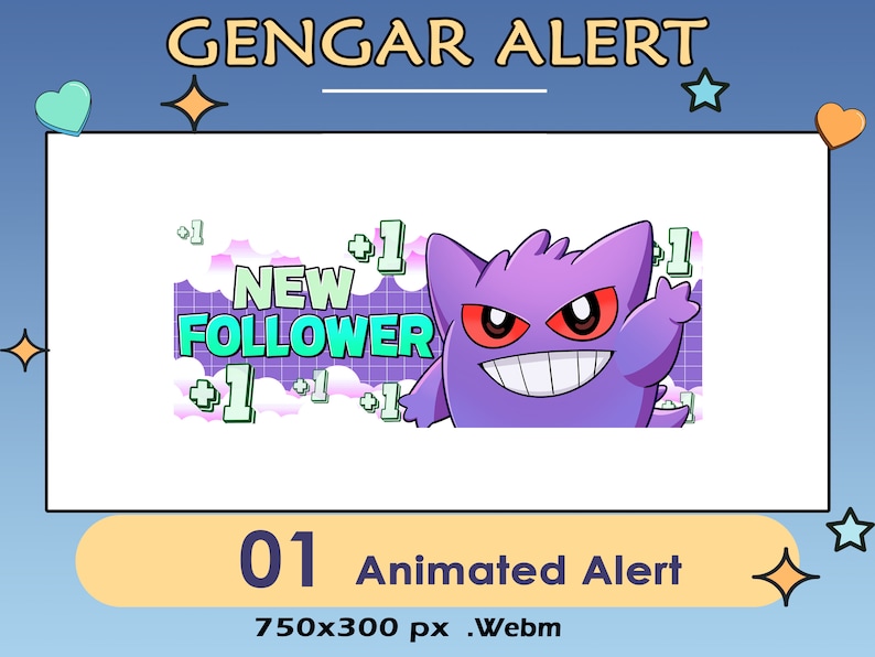 Gengar Animated Twitch Alert: New Follower Stream Overlay (webm File ...