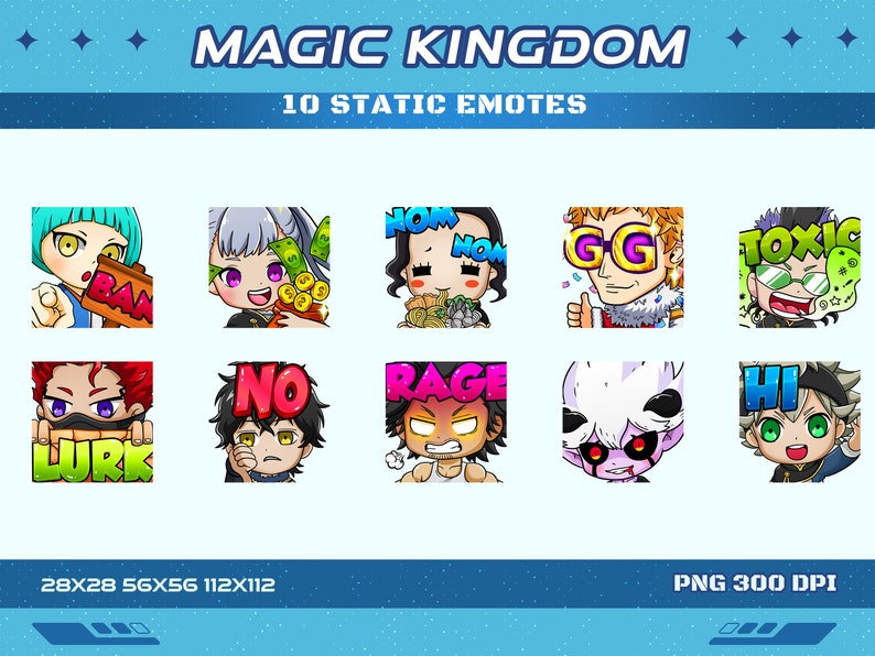 10 Magic Kingdom Static Anime Emotes, 10 Magic Kingdom Emotes Twitch ...
