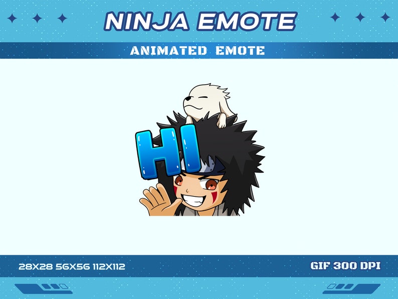 Animated Ninja 'hi Hello' Emote: Twitch, Discord, Youtube (GIF) - Etsy