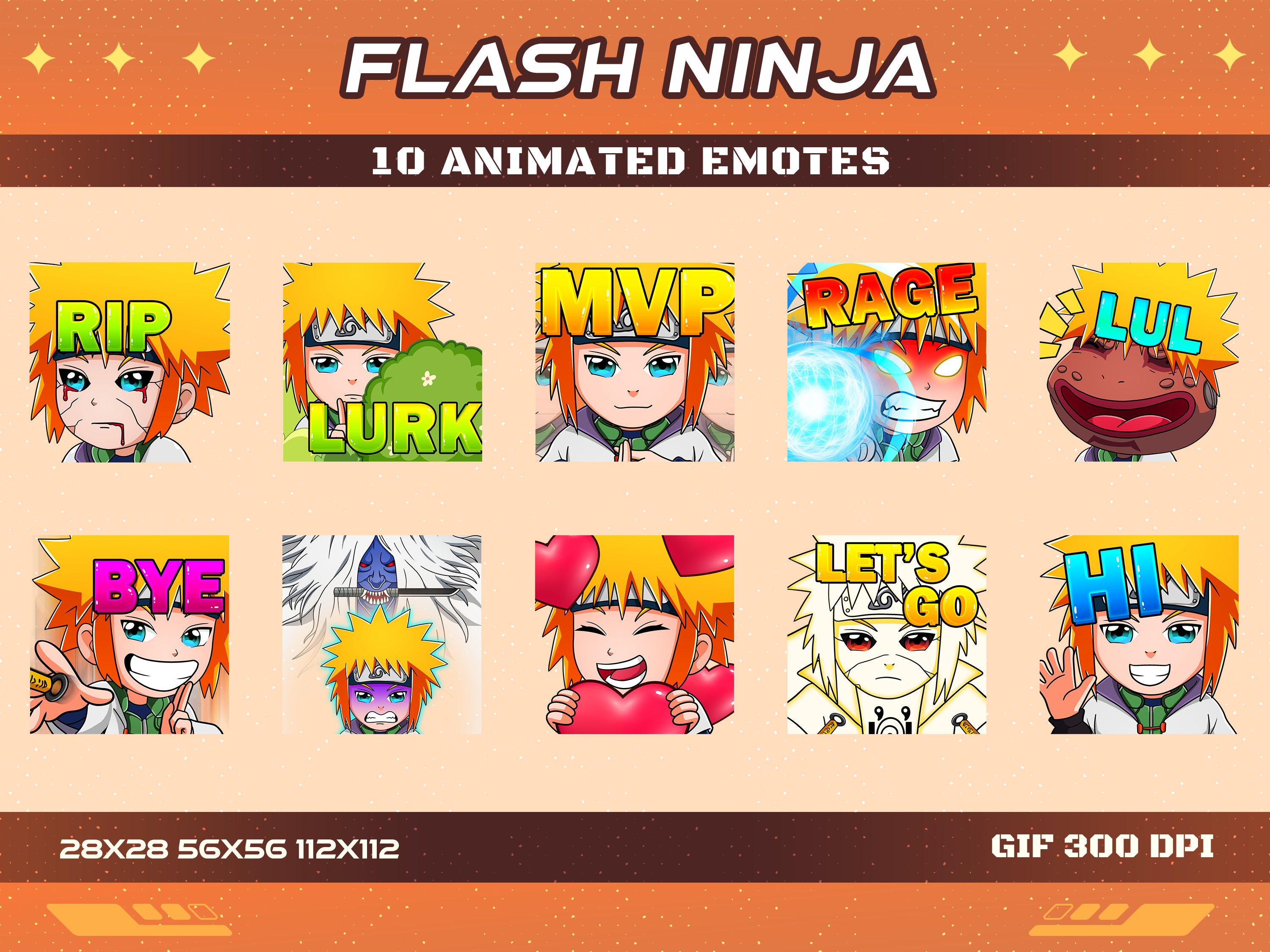 10 Yellow Flash Ninja Animated Emotes, Ninja Animated 10 Ninja Hokage ...
