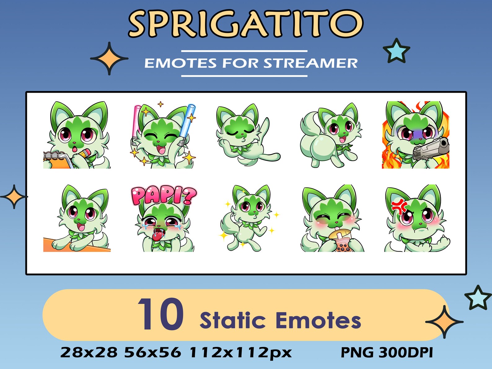 10 Sprigatito Twitch Pack Emotes, Sprigatito Twitch Discord Youtube ...