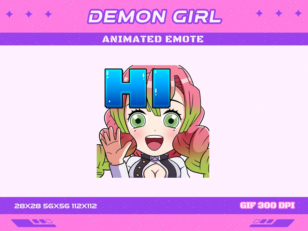 Hi Demon Sexy Girl Animated Anime Emote, Hello Demon Girl Animated ...