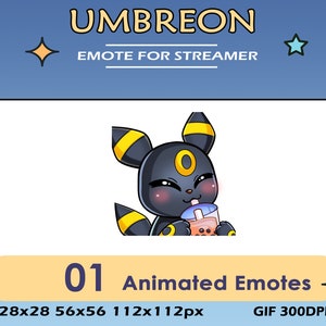 Drinking Umbreon Pokemon Animated Emote, Animated Bubble Tea Drink ...