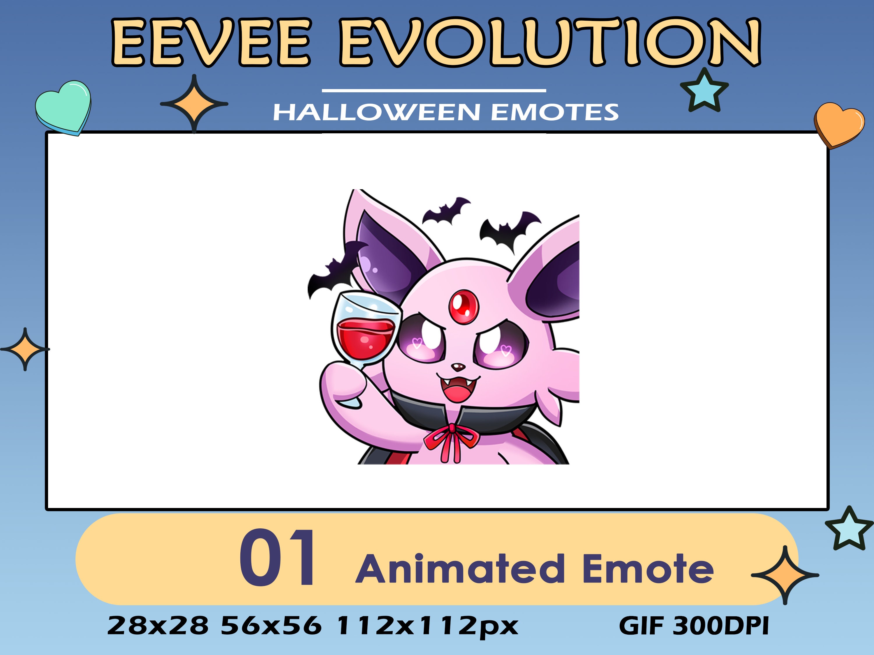 Vampire Espeon Animated Emote, Animated Halloween Vampire Pokemon ...
