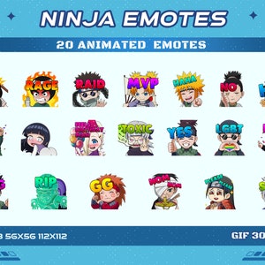 Combo 20 Ninja Animated Emotes, Animated 20 Animated Ninja Emotes, GG, Mvp