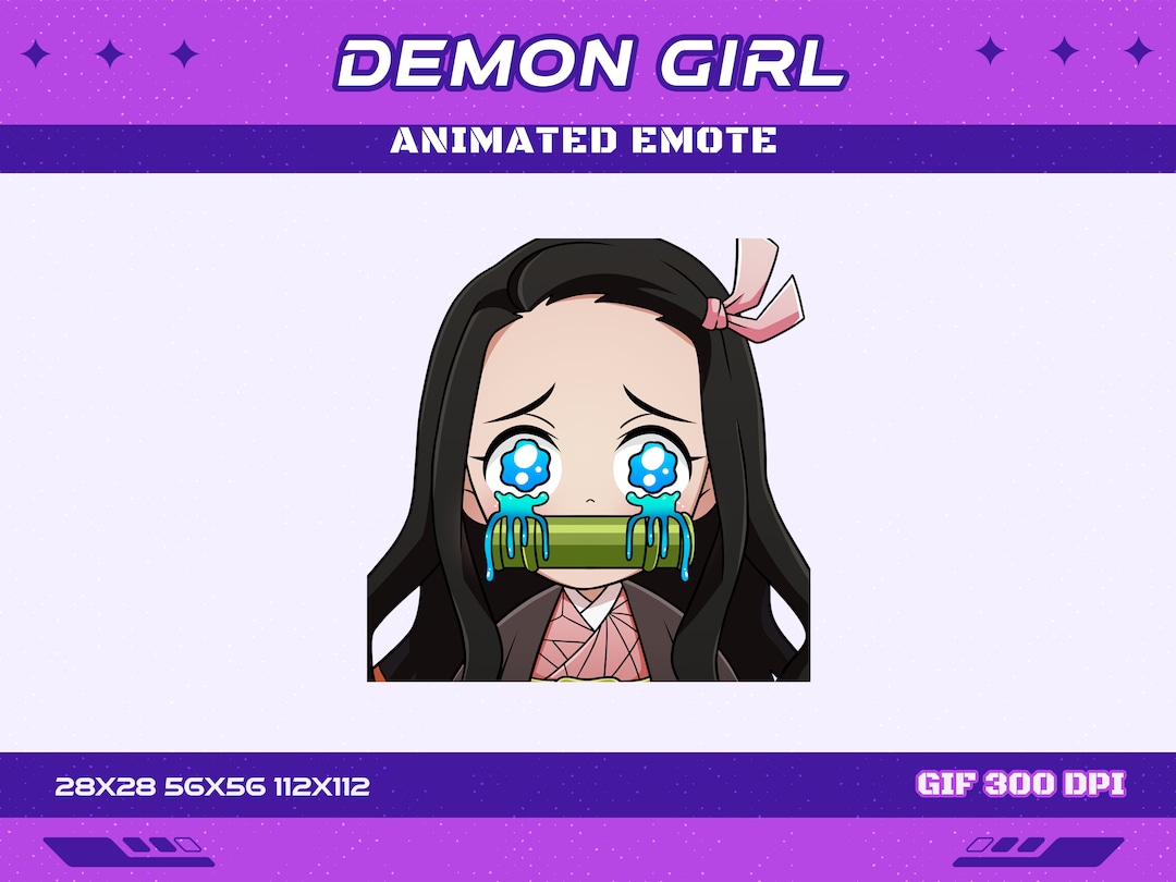 Crying Demon Fighter Girl Animated Anime Emote, Crying Anime Demon Girl ...