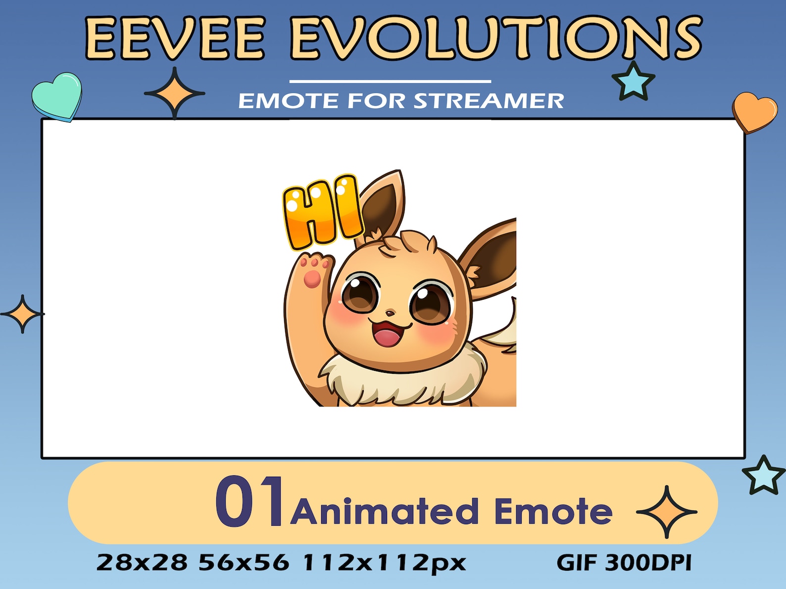 Hi Eevee Pokemon Animated Emote, Animated Hi Eevee Twitch Discord ...