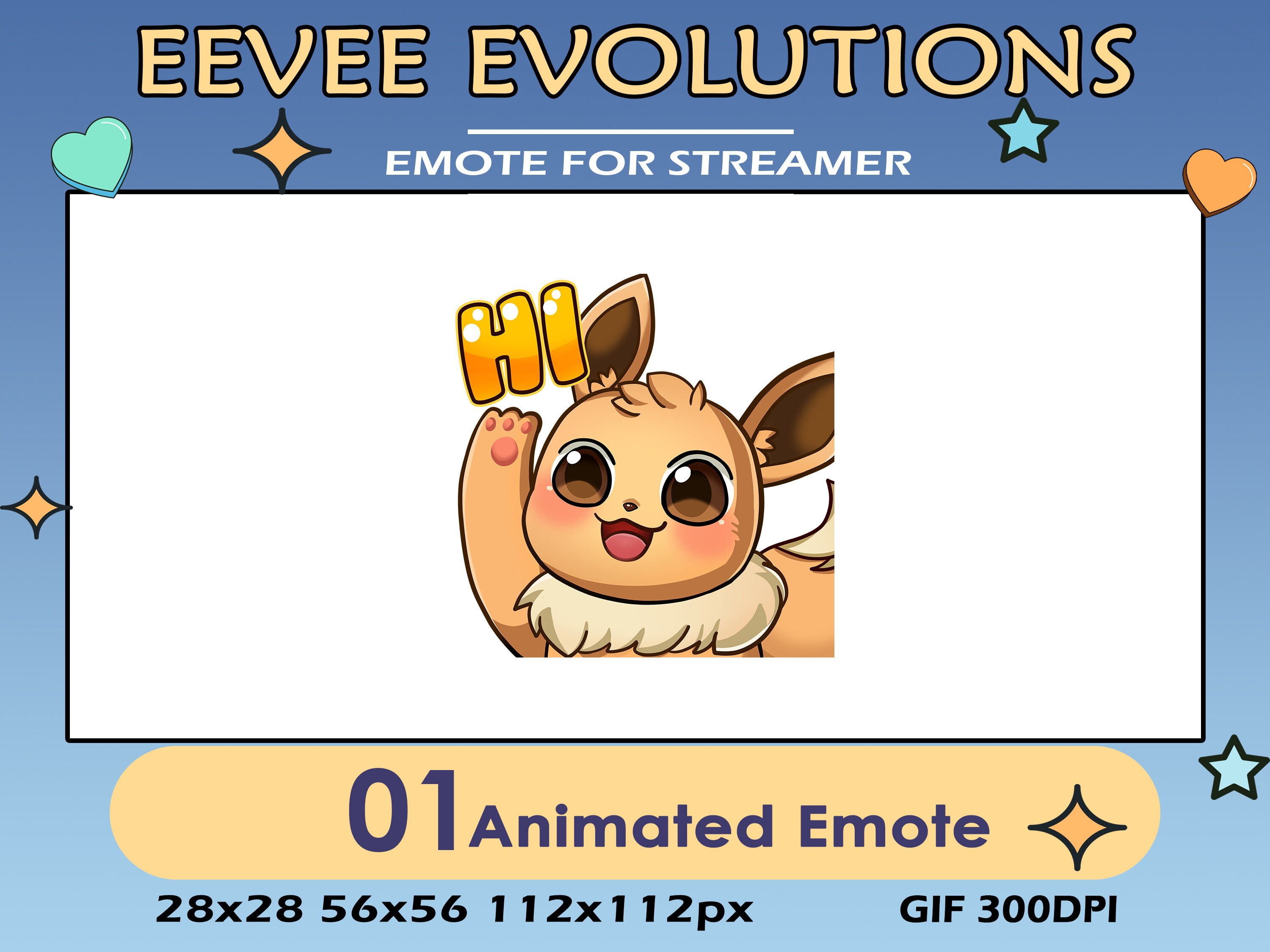 Hi Eevee Pokemon Animated Emote, Animated Hi Eevee Twitch Discord ...