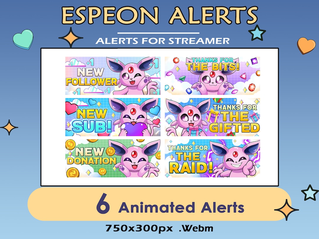 Anime Espeon Animated Twitch Alerts, Stream Animated Follower, Sub ...