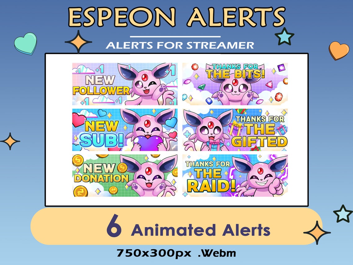 Anime Espeon Animated Twitch Alerts, Stream Animated Follower, Sub ...