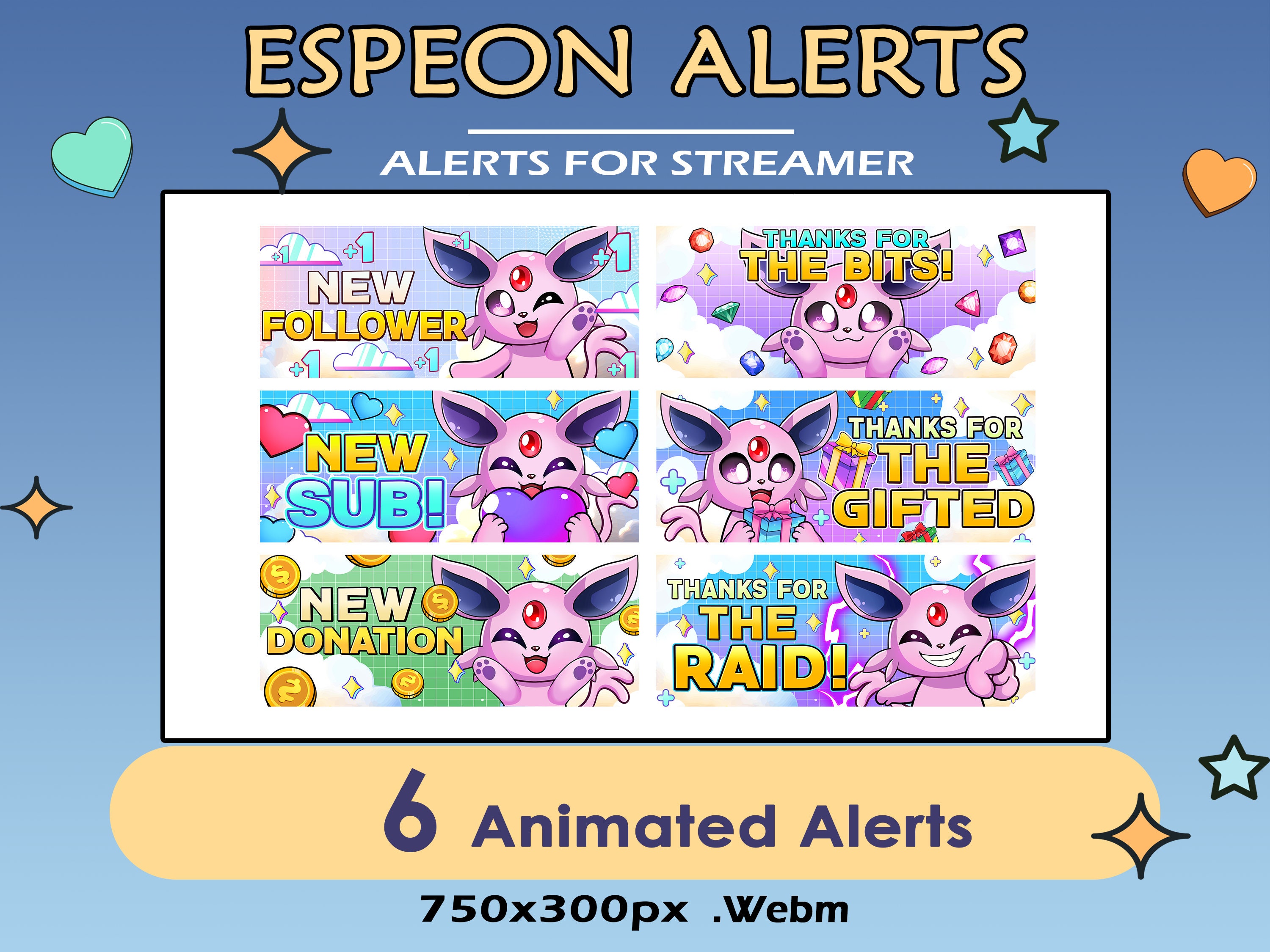 Anime Espeon Animated Twitch Alerts, Stream Animated Follower, Sub ...