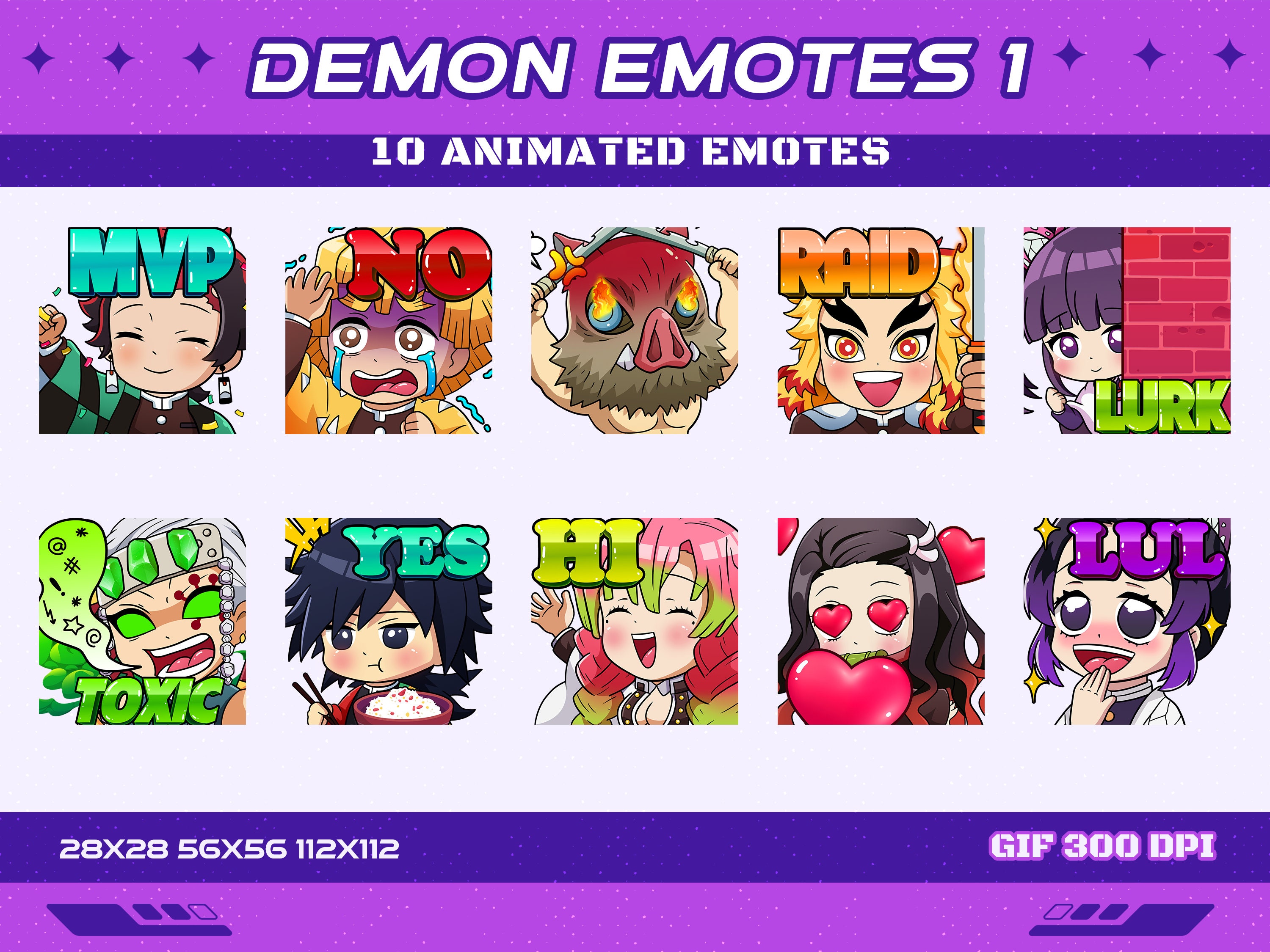10 Demon Fighter Animated Anime Emotes Pack 1, 10 Anime Demon Fighter ...