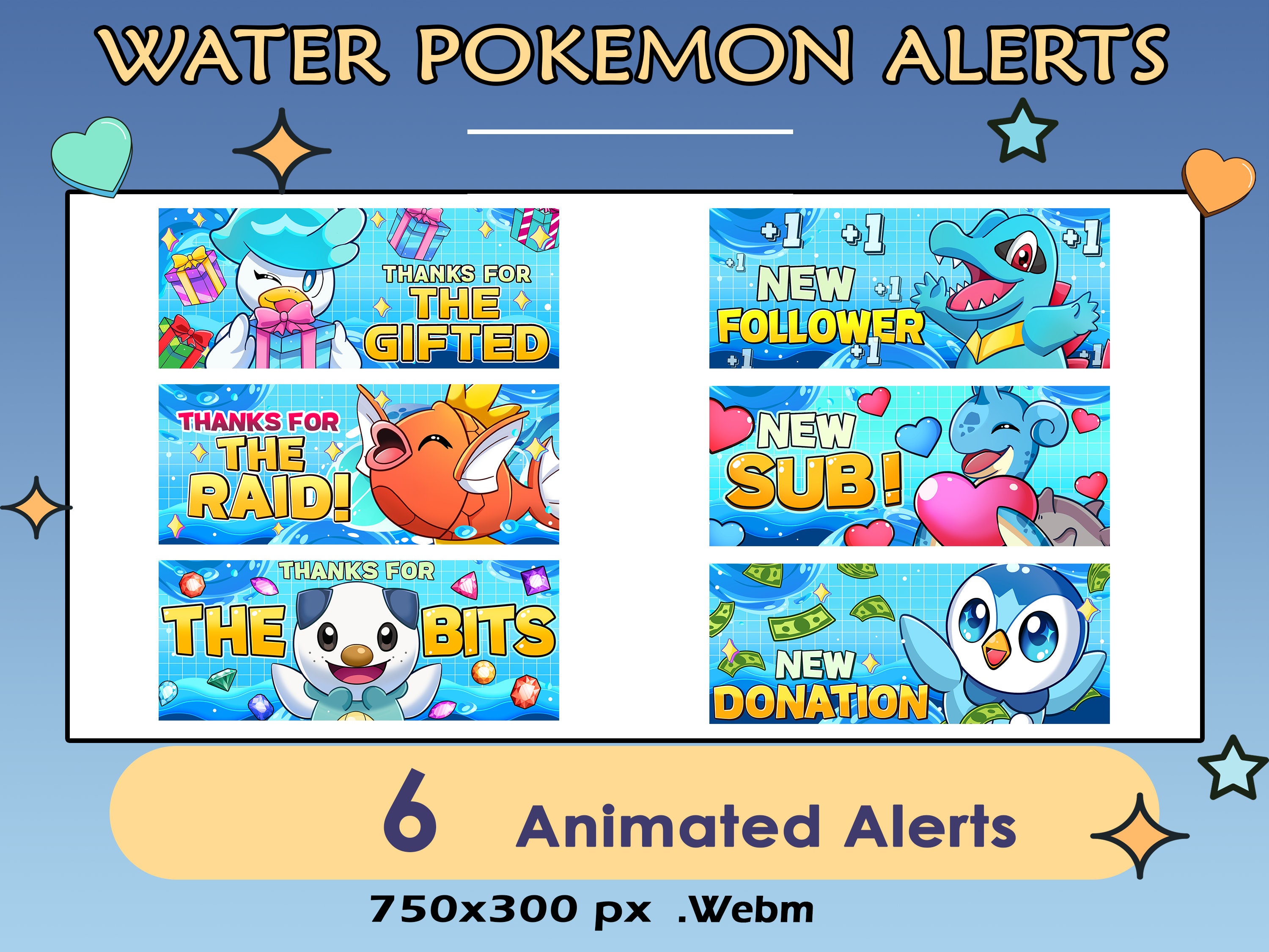 Water Pokemon Collection Animated Twitch Alerts, Stream Alerts Animated ...
