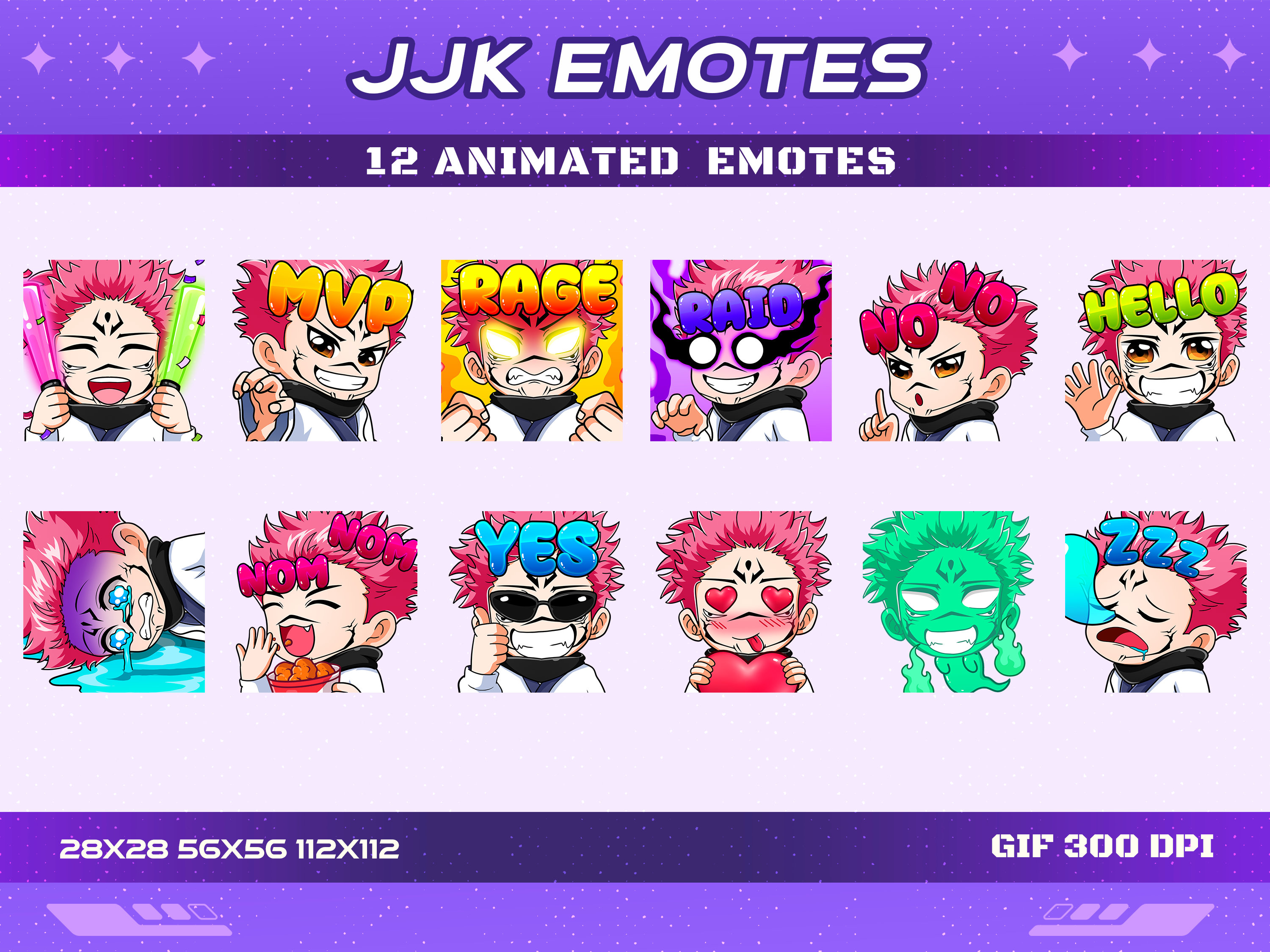 12 Animated JJK Anime Emotes: Twitch, Discord, Youtube (GIF) - Etsy