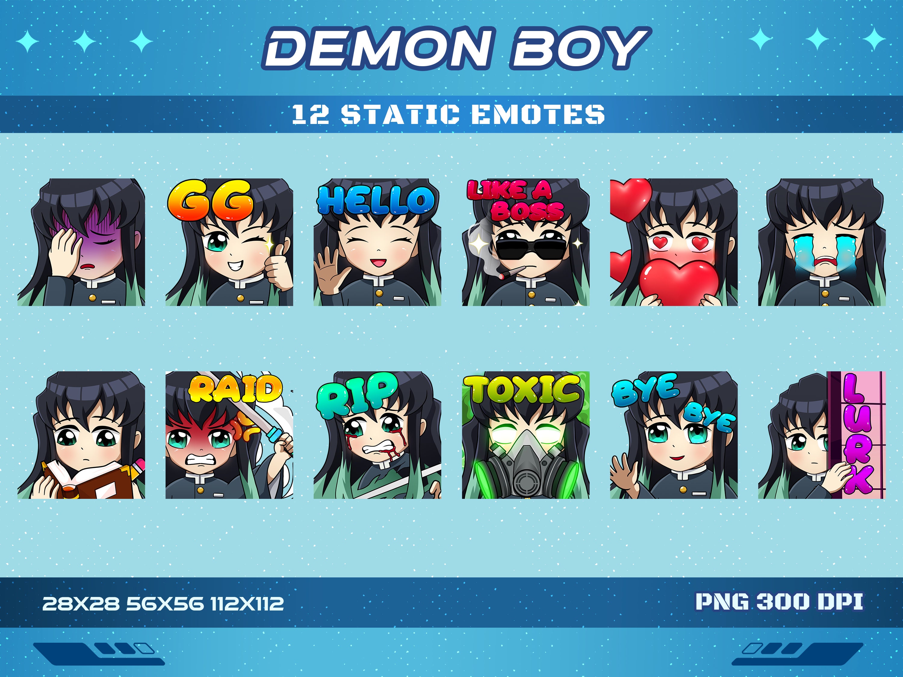 12 Demon Fighter Boy Aura Demon Static Anime Emotes , 12 Anime Demon ...
