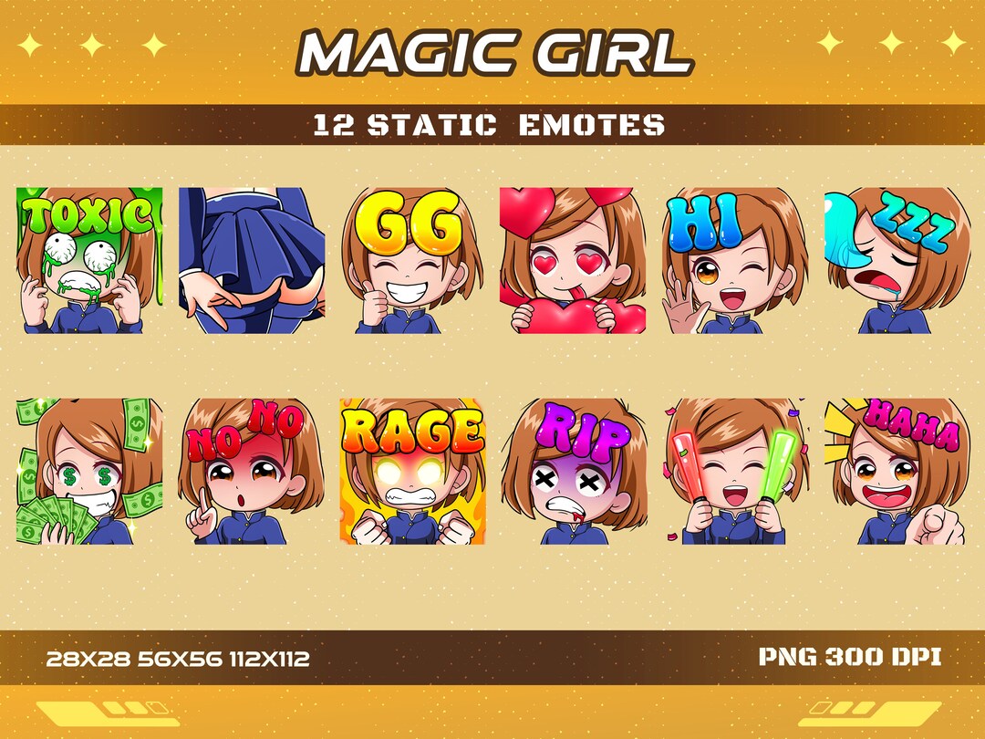 12 JJK Anime Girl Static Emotes: Twitch, Discord, Youtube (PNG) - Etsy ...