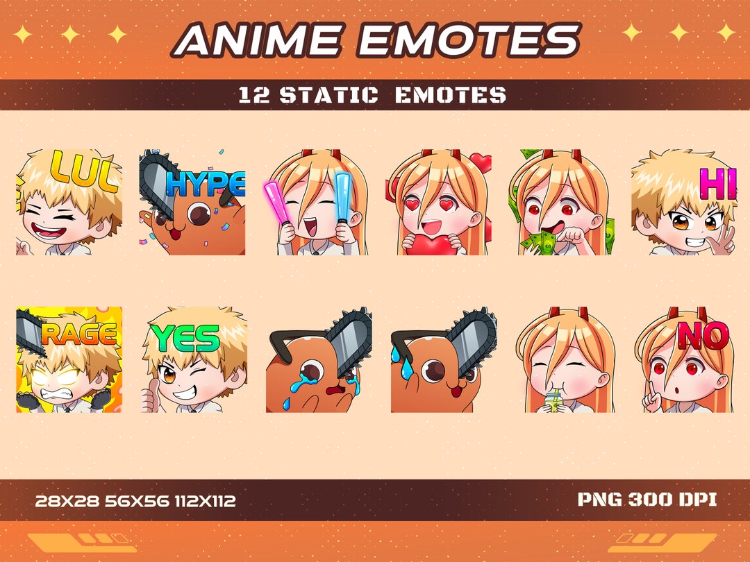 12 CSM Static Anime Emotes, 12 CSM Emotes Twitch Discord Youtube Emotes ...