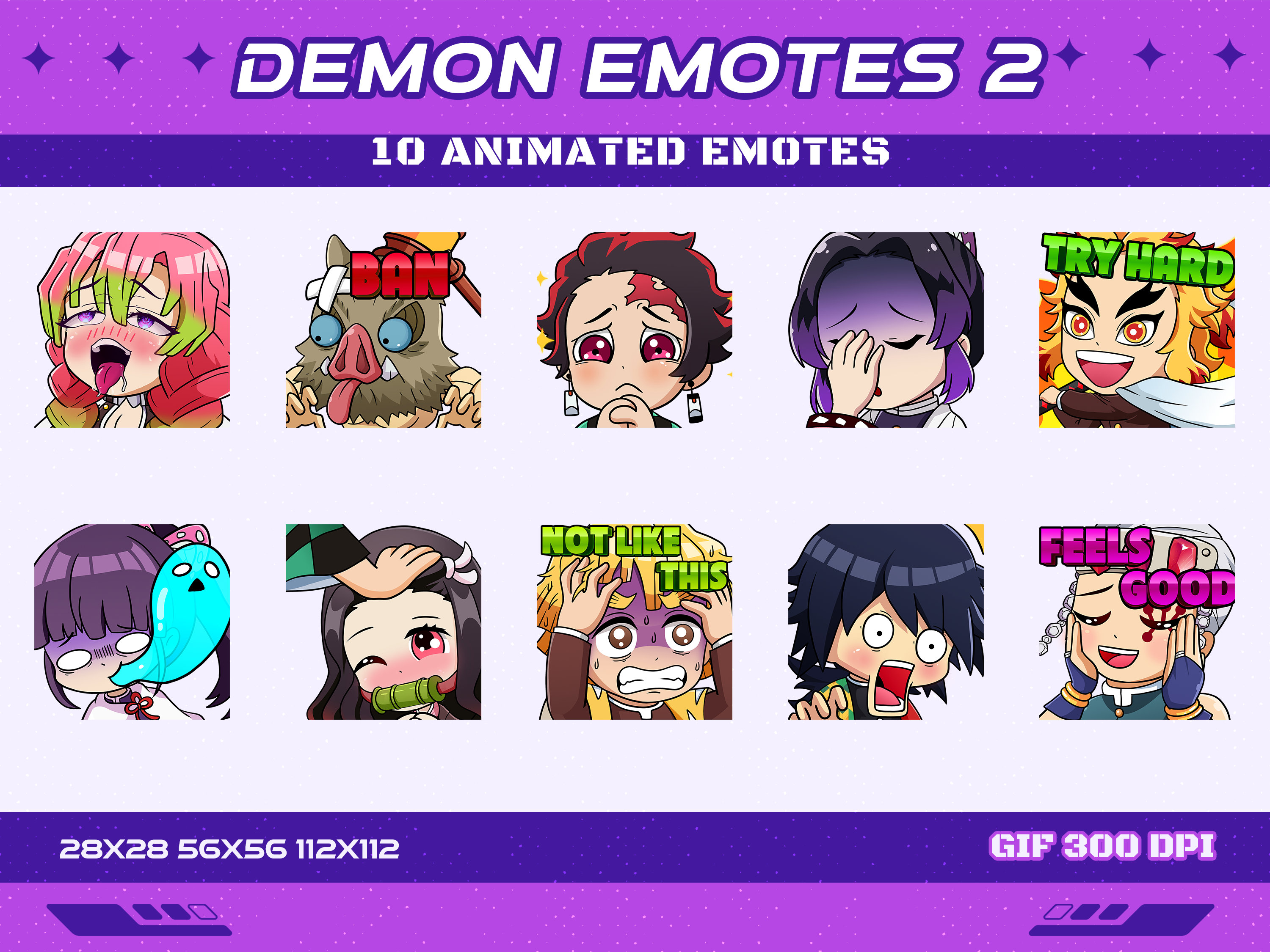 10 Demon Fighter Animated Anime Emotes Pack 2, 10 Anime Demon Fighter ...