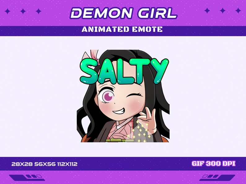 Salty Demon Fighter Girl Animated Anime Emote, Salty Anime Demon Girl ...