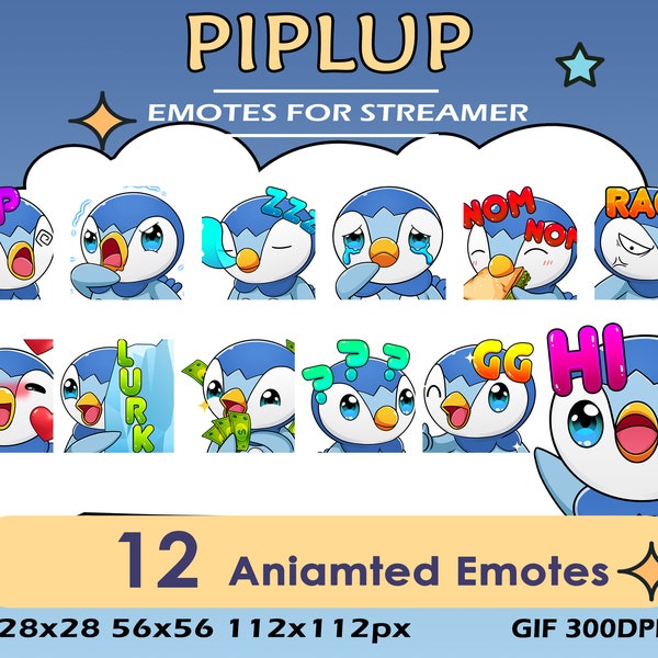 Animated Piplup Emotes - Etsy