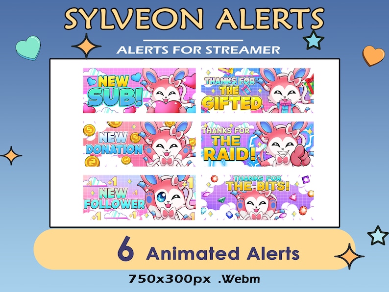 Anime Sylveon Animated Twitch Alerts, Stream Animated Follower, Sub ...
