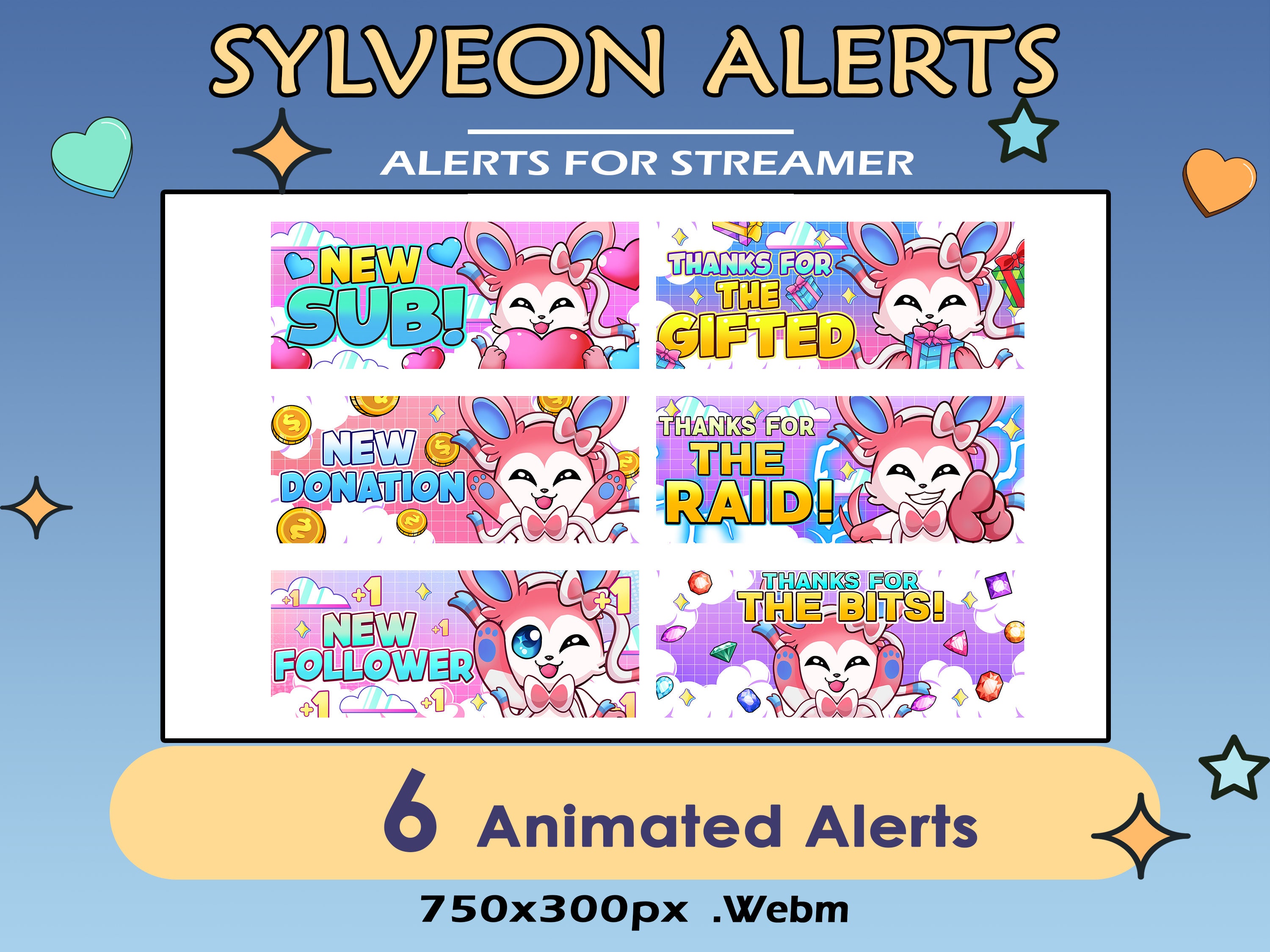 Anime Sylveon Animated Twitch Alerts, Stream Animated Follower, Sub ...