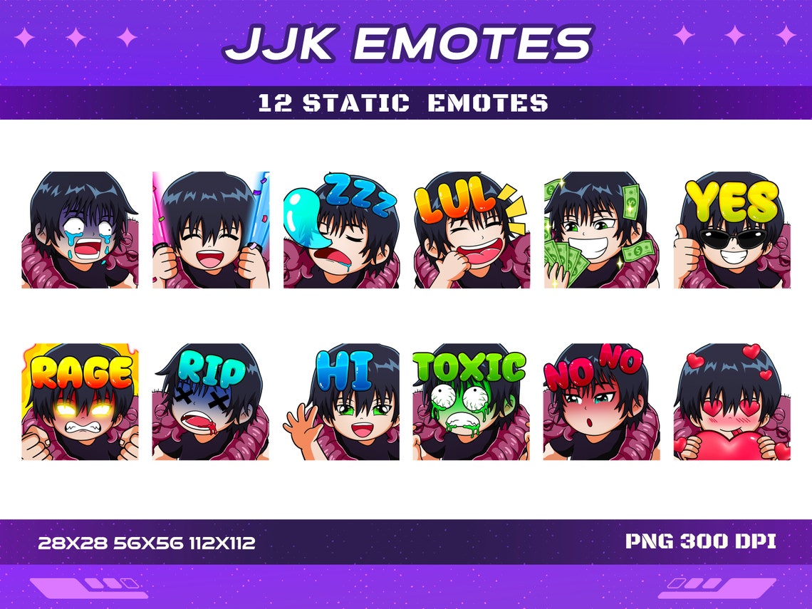 JJK Toji Anime Emotes: Static Twitch/discord Emotes (digital Download ...