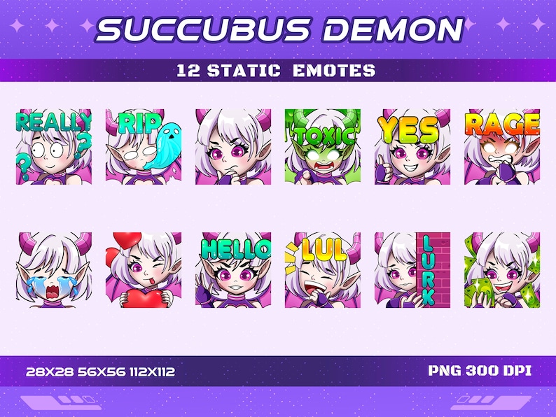 12 Succubus Demon Girl Static Emotes Pack 2, 12 Demon Girl Succubus ...